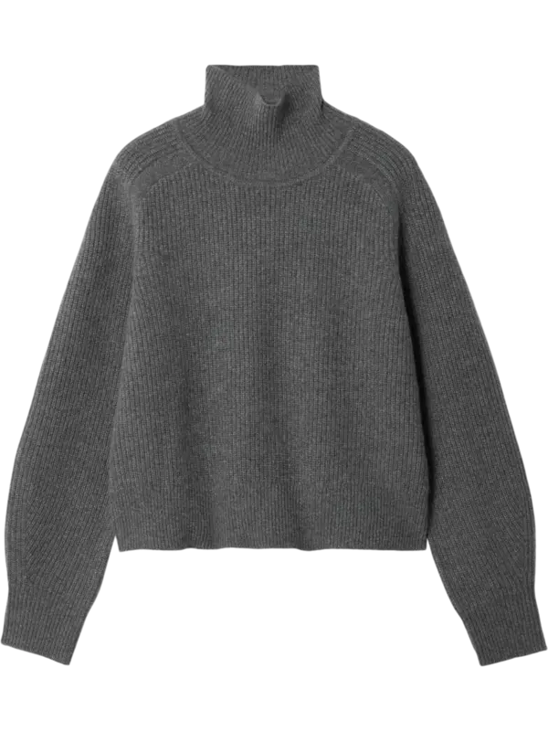 Guest In Residence Ribbed Cashmere Turtleneck Sweater - Gray