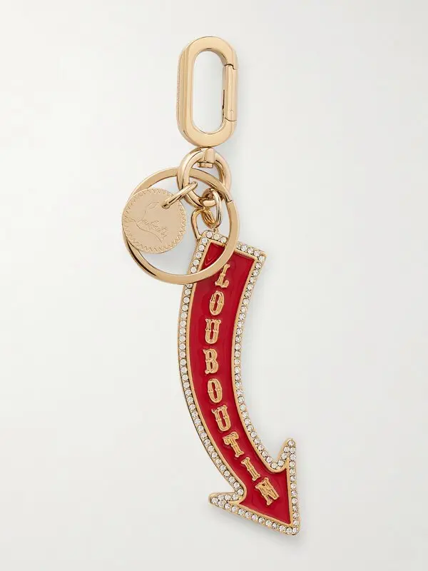 CHRISTIAN LOUBOUTIN Gold-tone, Enamel And Crystal Keychain - Red