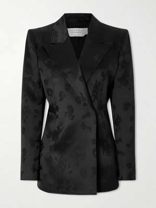 Gabriela Hearst Aleah Floral-jacquard Silk-satin Blazer - Black