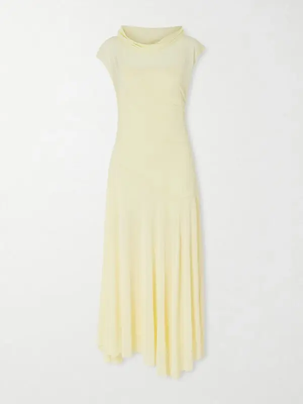 Proenza Schouler Tamara Asymmetric Draped Maxi Dress - Yellow