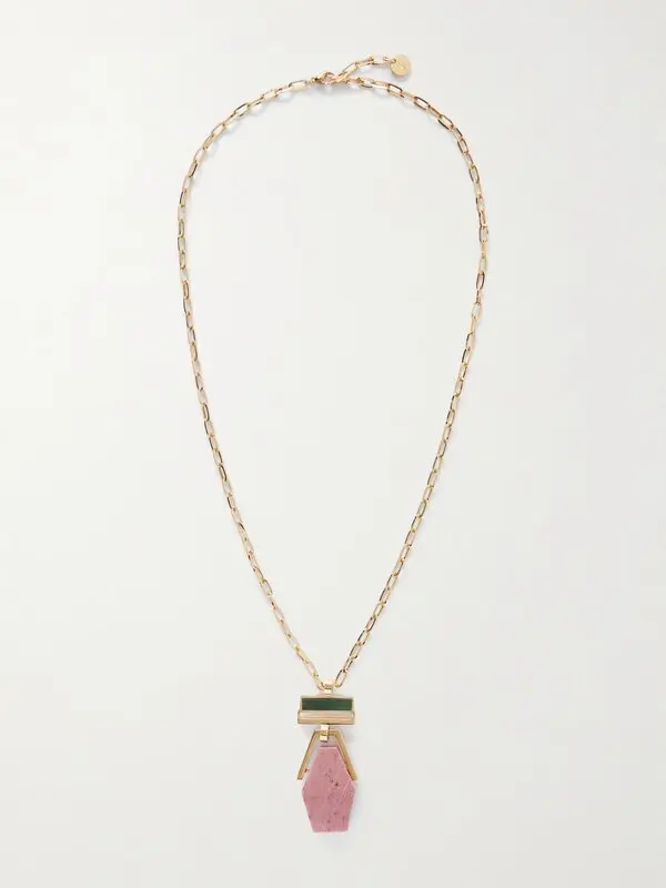 La DoubleJ Bridge Portal -plated, Thulite And Zoisite Necklace - Gold