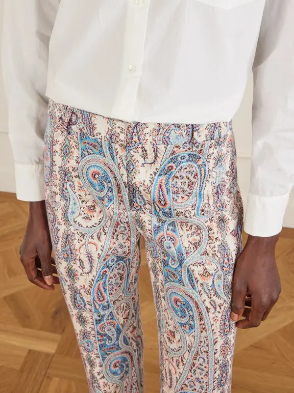 Etro Paisley-jacquard Cotton-blend Flared Pants