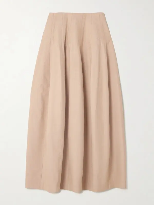 HEIRLOME Estefania Topstitched Silk Maxi Skirt - Neutrals