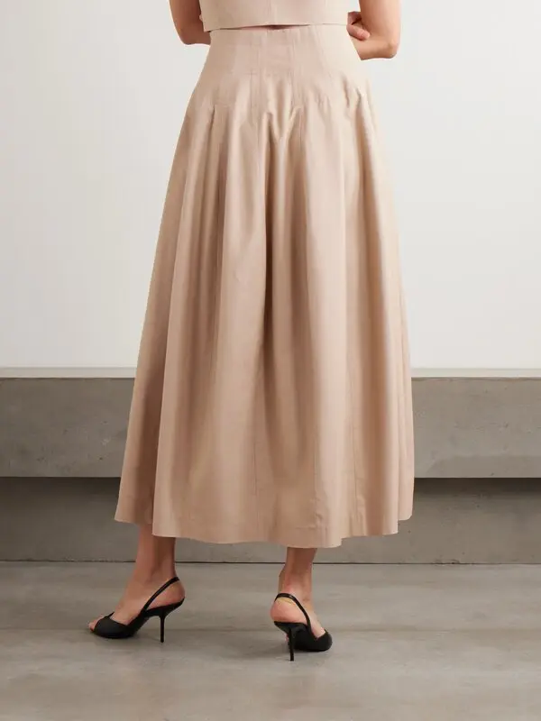 HEIRLOME Estefania Topstitched Silk Maxi Skirt - Neutrals