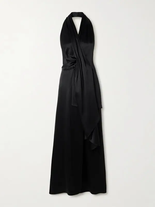 HEIRLOME Barbara Paneled Halterneck Maxi Dress - Black