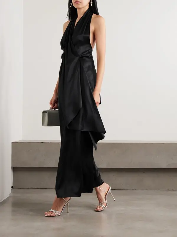 HEIRLOME Barbara Paneled Halterneck Maxi Dress - Black