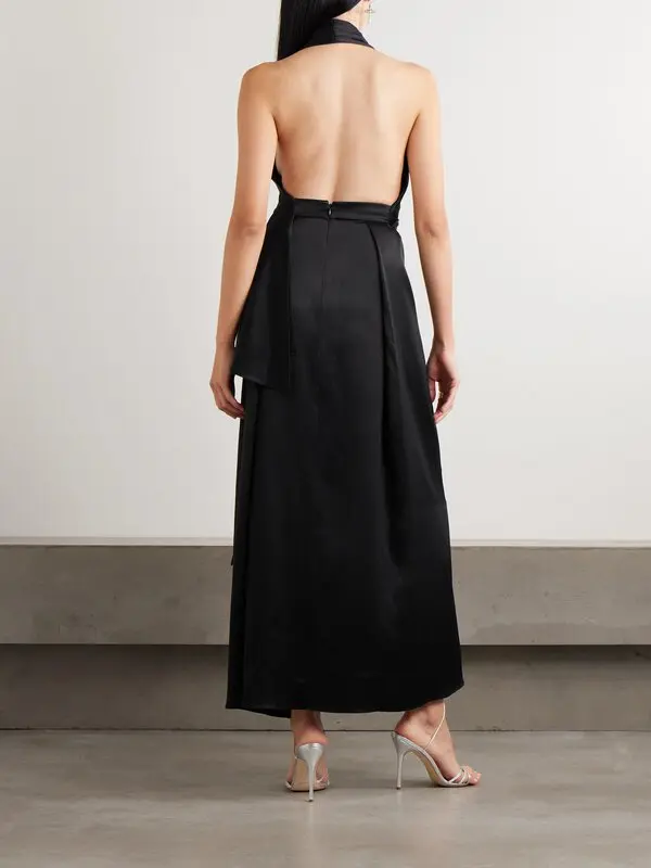 HEIRLOME Barbara Paneled Halterneck Maxi Dress - Black