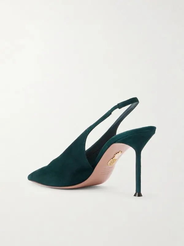 AQUAZZURA Voltaire 85 Suede Slingback Pumps - Green