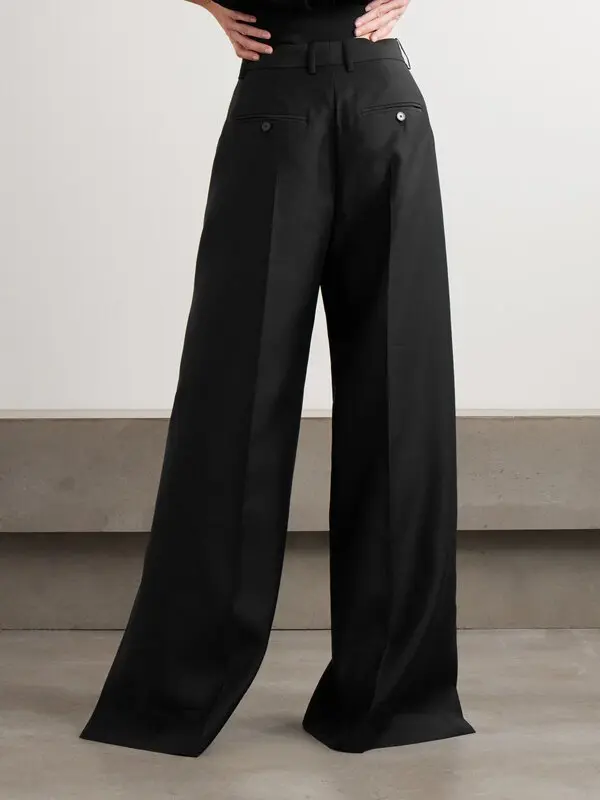 HEIRLOME Tova Pleated Wool And Silk-blend Faille Wide-leg Pants