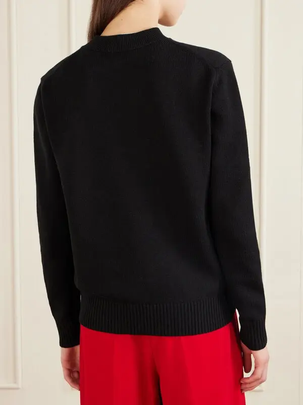 Givenchy Embroidered Wool And Cashmere-blend Sweater - Black