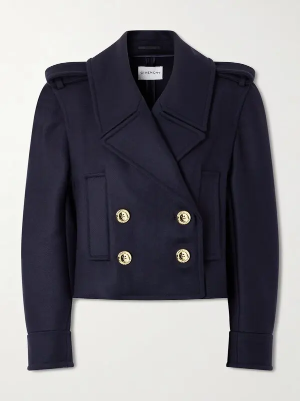 Givenchy Double-breasted Cropped Melton Wool-twill Coat