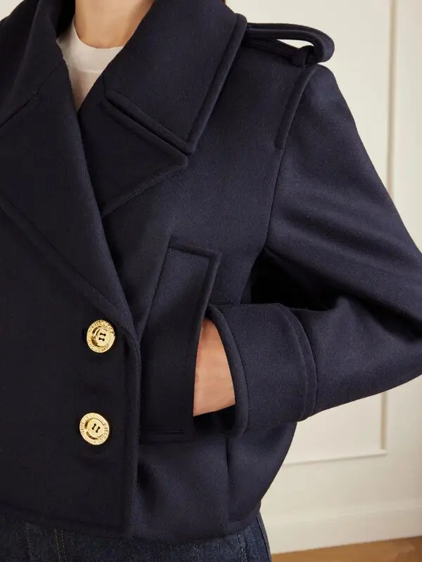 Givenchy Double-breasted Cropped Melton Wool-twill Coat