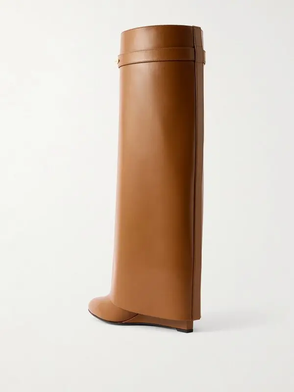 Givenchy Shark Leather Knee Boots - Brown