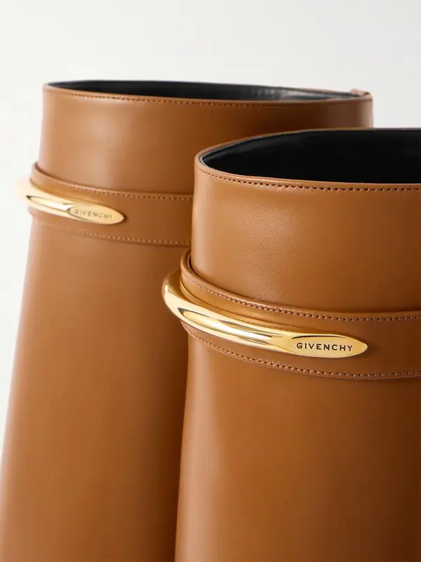 Givenchy Shark Leather Knee Boots - Brown