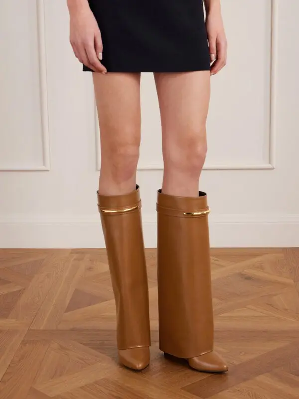 Givenchy Shark Leather Knee Boots - Brown