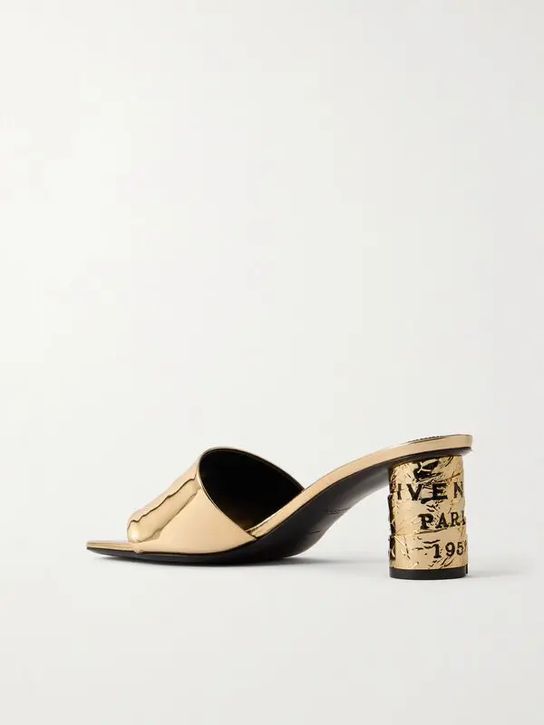 Givenchy Tape Metallic Leather Mules - Gold