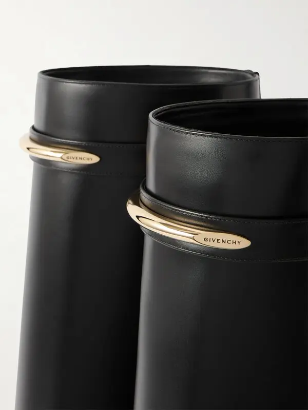 Givenchy Shark Leather Knee Boots - Black