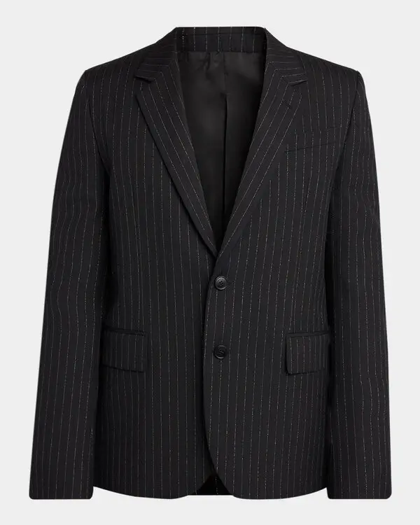 Alexander McQueen Metallic Hairline Stripe Single-breasted Sport Coat - Black-gold
