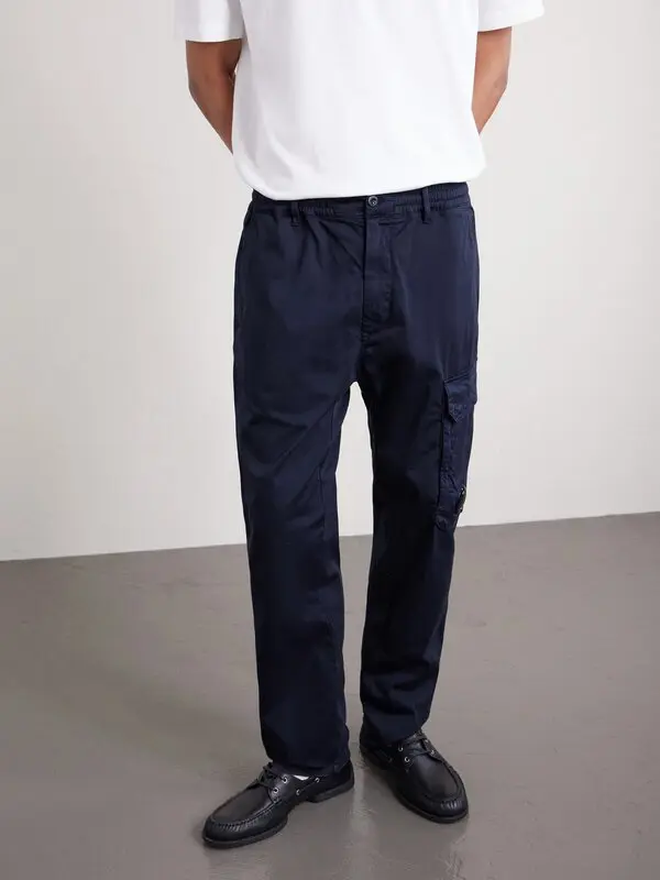 C.P. COMPANY Straight-leg Cotton-blend Cargo Trousers With Logo Appliqu - Blue