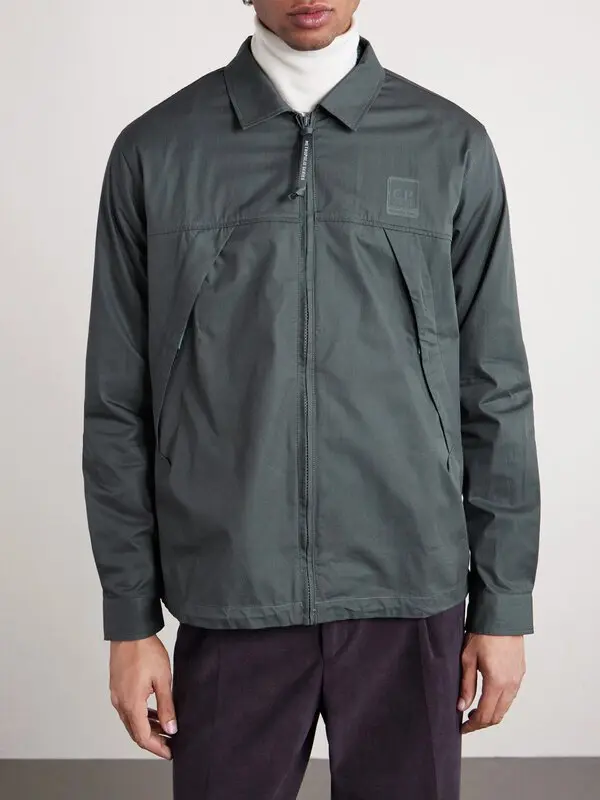 C.P. COMPANY Metropolis Series Logo-appliquéd Cotton-gabardine Overshirt - Gray