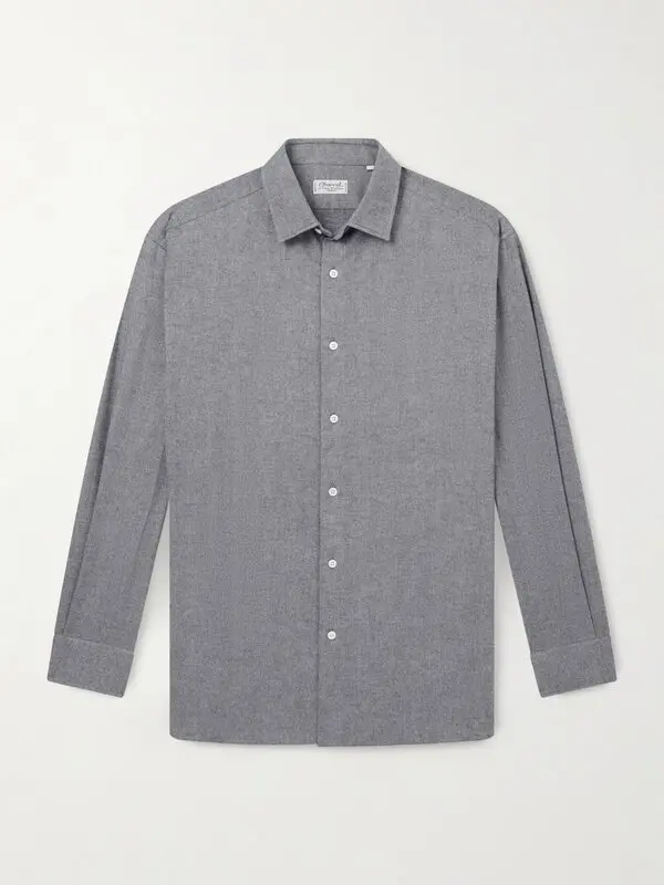 Charvet Herringbone Cotton Shirt - Gray