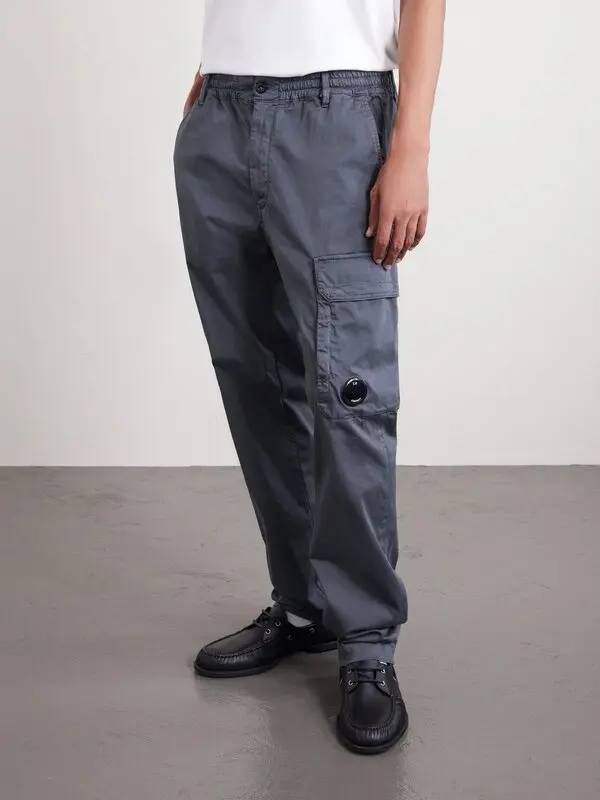 C.P. COMPANY Straight-leg Cotton-blend Cargo Trousers With Logo Appliqu - Gray
