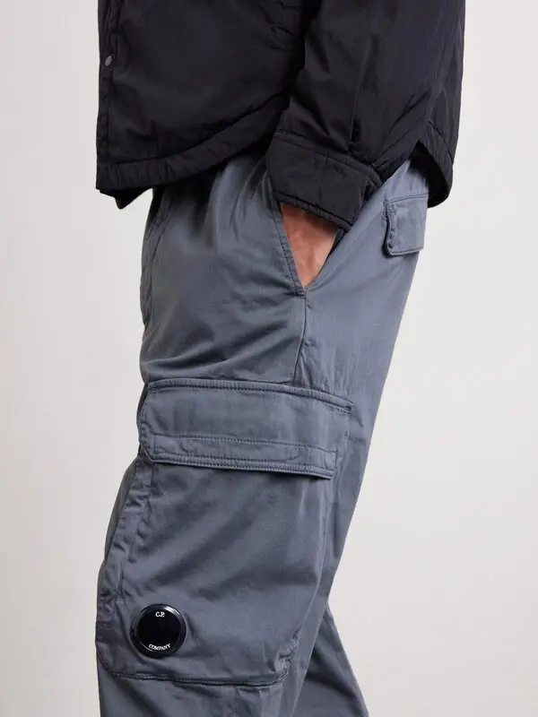 C.P. COMPANY Straight-leg Cotton-blend Cargo Trousers With Logo Appliqu - Gray