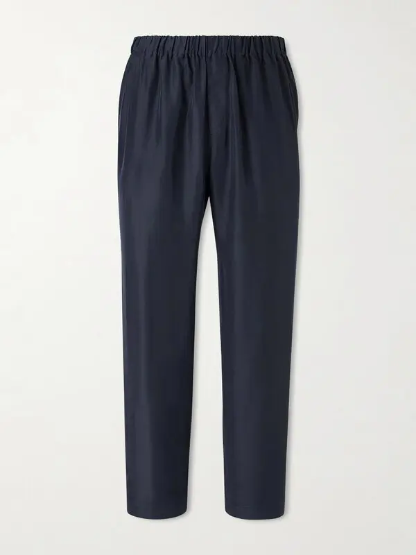Barena Venezia Tapered Garment-dyed Silk Trousers - Blue