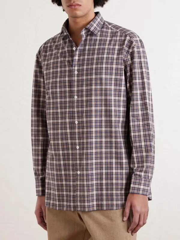 Charvet Checked Cotton-flannel Shirt