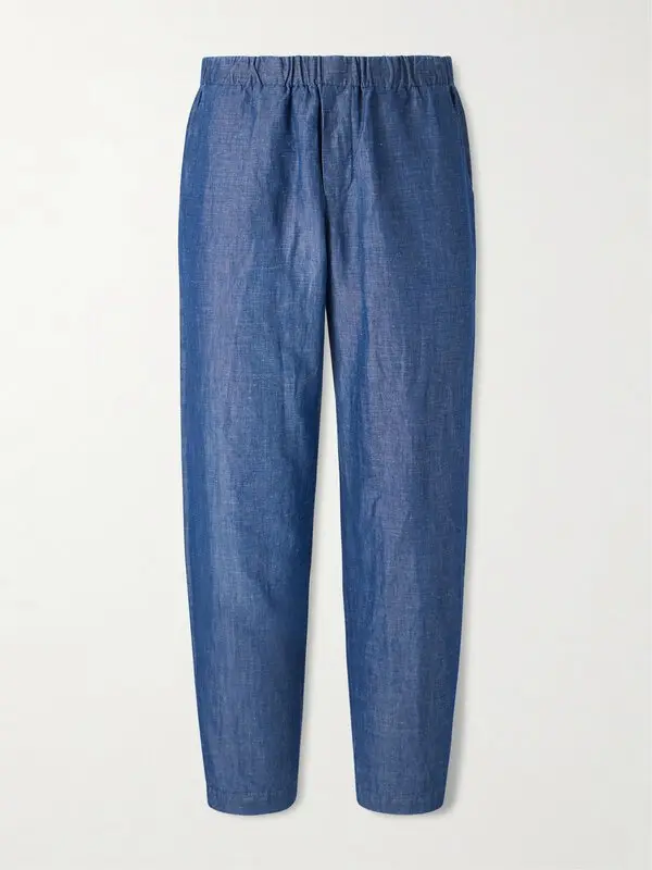 Barena Venezia Tapered Linen And Cotton-blend Trousers - Blue