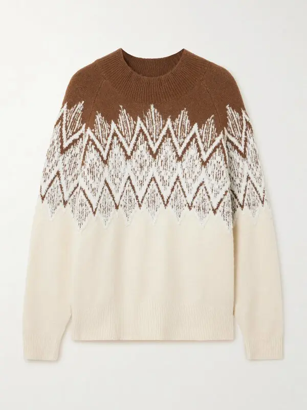 Varley Siren Fair Isle Knitted Sweater - Brown