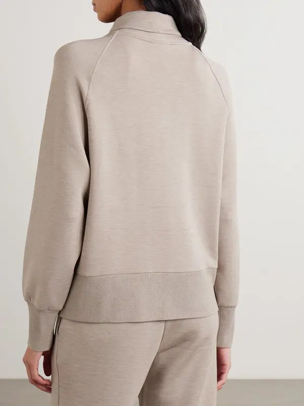Varley Roxbury Satin-trimmed Doublesoft Zip-up Sweatshirt - Gray