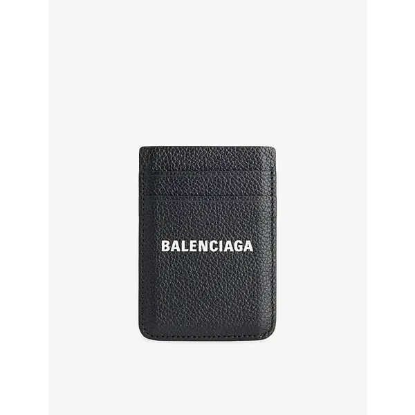 Balenciaga Cash Magnet Leather Card Holder - Black/ L White