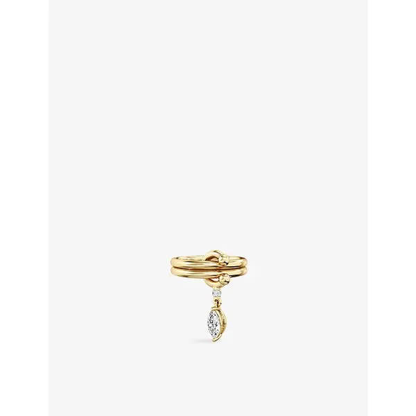PHORIA Mini Pierced 18ct Yellow-gold Vermeil And White Topaz Drop Ring - Gold/white
