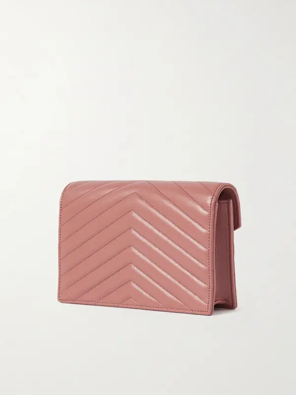 Saint Laurent Cassandre Matelassé Leather Shoulder Bag - Pink