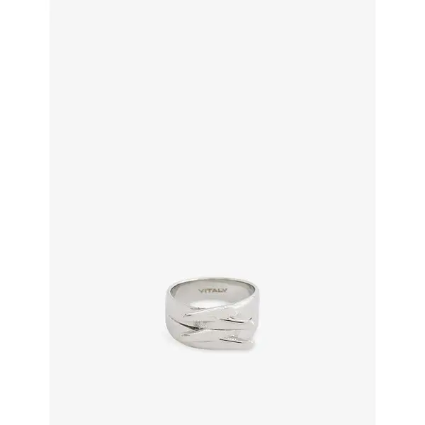 VITALY Crosshatch Stainless Steel Ring - Silver