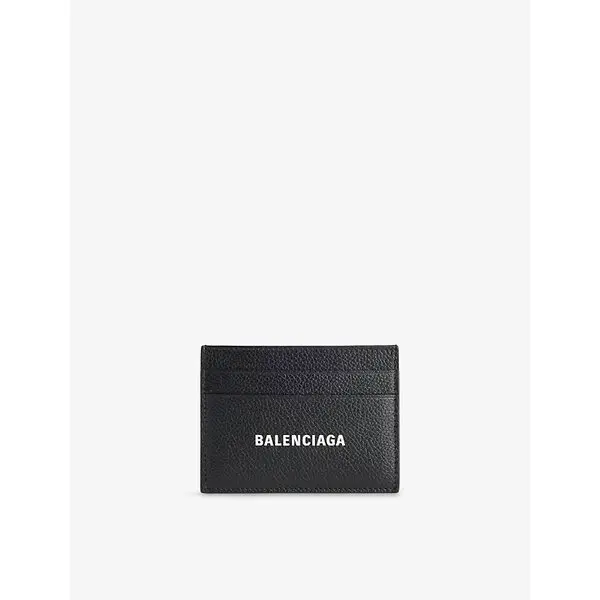 Balenciaga Cash Leather Card Holder - Black/l White