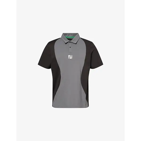 MALBON Performance Monogram-print Stretch-woven Piqué Polo Shirt - Black