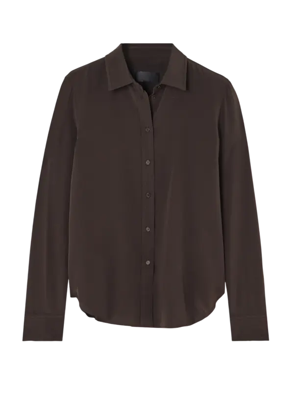 NILI LOTAN Gaia Silk Crepe De Chine Shirt - Brown