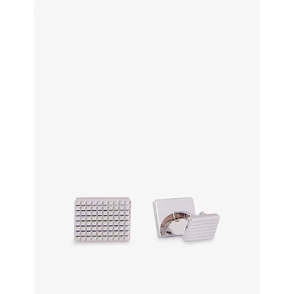 Dunhill Hobnail And Reed Tile Rhodium-plated Sterling- Cufflinks - Silver