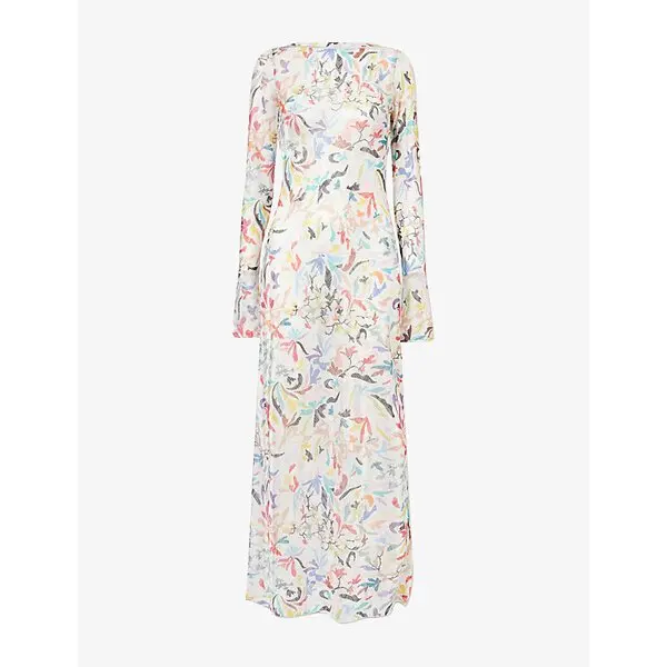 Missoni Floral-print Long-sleeve Maxi Cover-up - Macro Flower Print