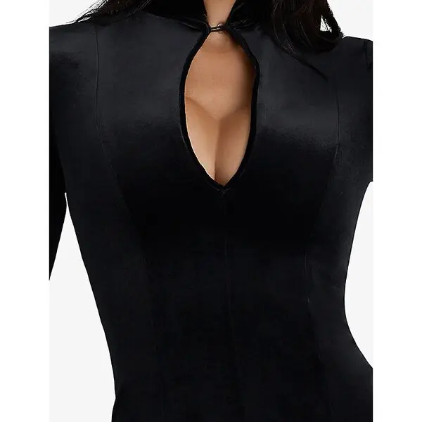 stella velour mini dress in black House OF CB Womens Cut-Out Stretch-Velvet L+ (A-C Cup) Stretch velvet