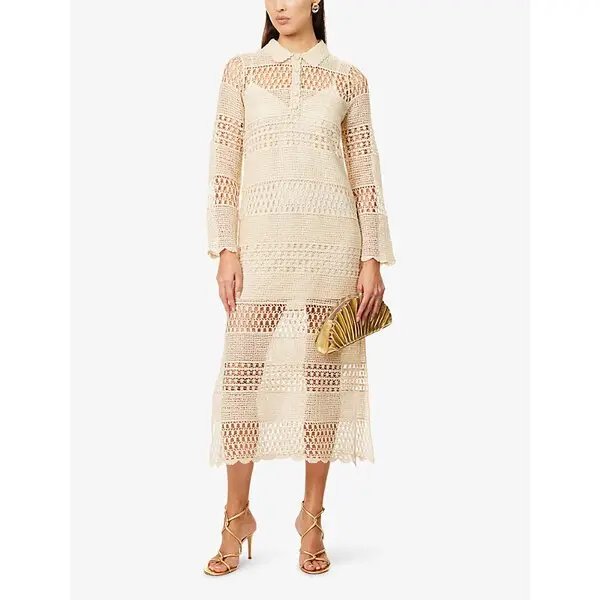 white christmas dresses Zimmermann Wylie Shell Crochet Midi Dress Taupe – blueandcream main image 0