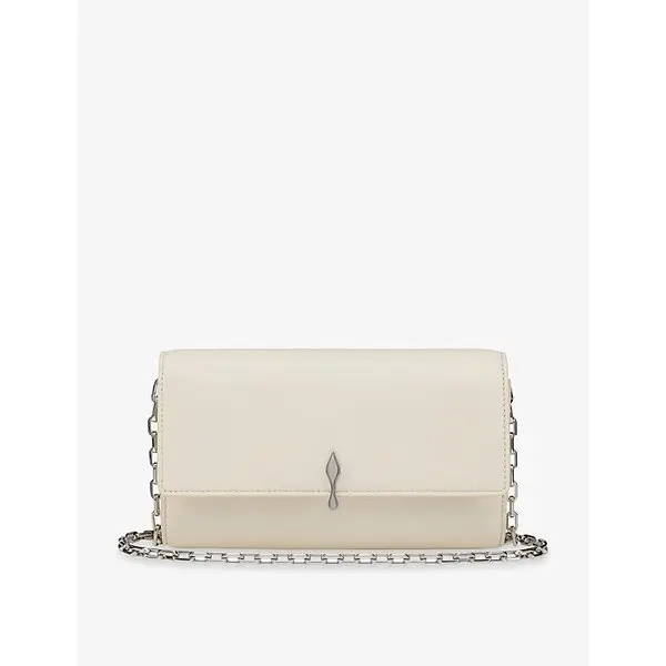 CHRISTIAN LOUBOUTIN Bettina Metallic Leather Wallet-on-chain - Suzuran/silver