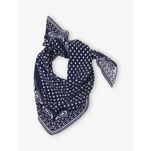 Maje Polka-dot Triangle Wool And Cashmere Scarf