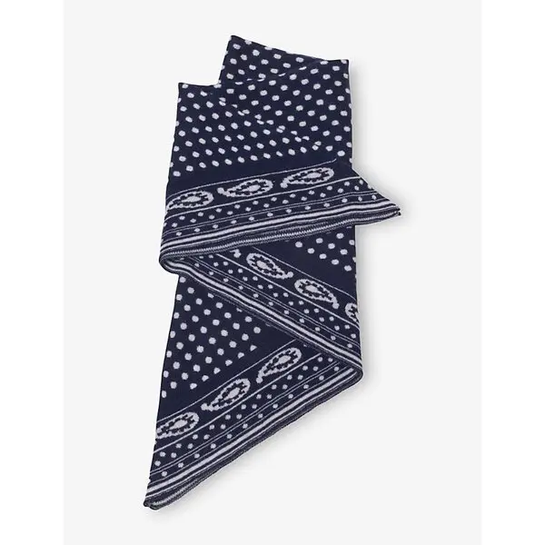 Maje Polka-dot Triangle Wool And Cashmere Scarf