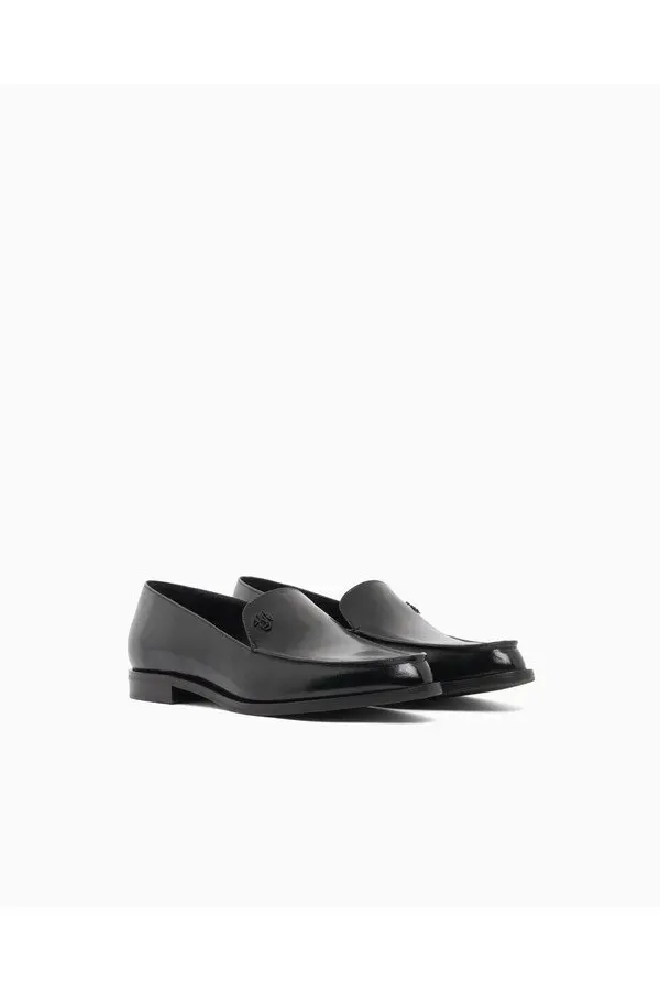 Emporio Armani Shiny Polished Leather Loafers