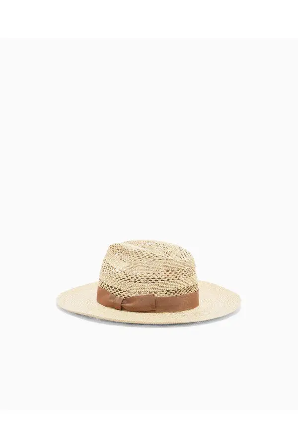 Giorgio Armani Perforated Straw Hat - Natural