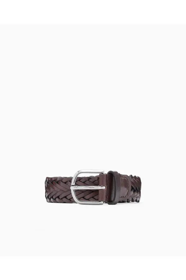 Giorgio Armani Woven Leather Belt - Natural
