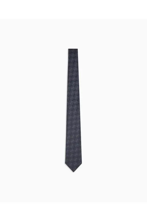 Emporio Armani Pure Silk Jacquard Tie - Navy